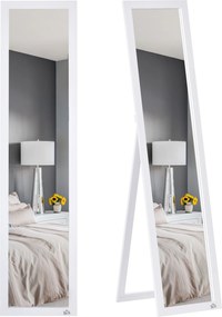 HOMCOM Zrcadlo v plné délce, 154 x 37 cm se stojanem, Podlahové zrcadlo do obývacího pokoje a ložnice, Bílé | Aosom
