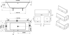 Ravak FORMY 01 SLIM 180 x 80 cm C881300000 vana snowwhite