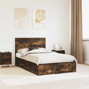 Rám postele s čelo Kouřový dub 120 x 200 cm Kompozitní dřevo 3409680