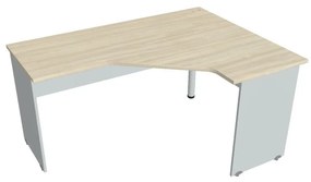 Stůl ergo levý 160*120 cm - Hobis Gate GEV 60 L Dekor stolové desky: akát, Dekor lamino podnože: šedá, Barva nohy: stříbrná