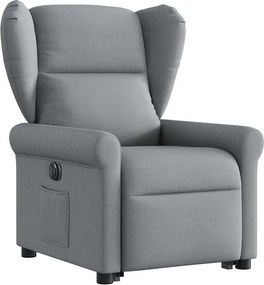 Elektrické zvedací polohovací křeslo světle šedé textil 3303394
