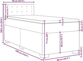 Box spring postel s matrací tmavě šedá 90x190 cm textil 3126366