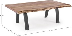 Černý/v přírodní barvě konferenční stolek s deskou z akácie 65x115 cm Aron – Bizzotto