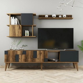 Televizní stěna Madrid Anthracite and Walnut