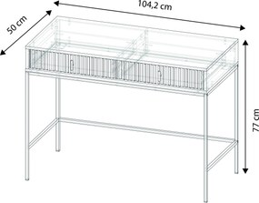 Toaletní stolek Maggiore 104 cm zelený/zlatý