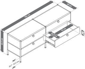 Tchibo - Nízká kovová skříňka »Cn3« se 4 zásuvkami - barva: bílá