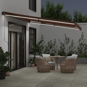 Ručně zatahovací markýza s LED světly hnědá 450 x 350 cm 3215408