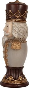 Šedo-vínová dekorace busta Louskáček Nutcracker - 16*10*30 cm