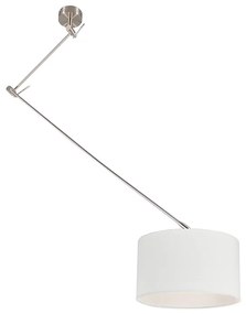 Závěsná lampa ocelová se stínidlem 35 cm bílá nastavitelná - Blitz I.