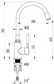 Invena Glamour, stojánková dřezová baterie s flexibilním ramenem, černá-růžové zlato, BZ-08-L14-V