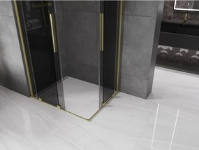 Mexen Velar Duo, sprchový kout s posuvnými dveřmi 100 x 90 cm, 8mm šedé sklo, zlatá matná, 871-100-090-42-55