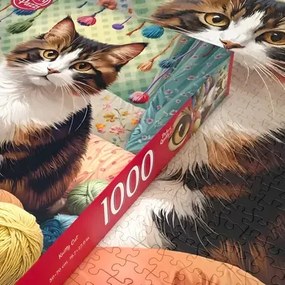 CHERRY PAZZI Puzzle Kočka v přízi / 1000 dílků / 50 × 70 cm