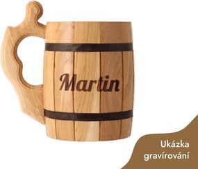 ČistéDřevo Dubový korbel s nerezovou vložkou - světlý