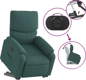 Zvedací polohovací křeslo tmavě zelené textil 3204830