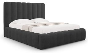 Antracitová čalouněná dvoulůžková postel s úložným prostorem a roštem 180x200 cm Kelp – Micadoni Home