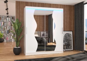 ADRK Furniture Posuvná skříň se zrcadlem a LED osvětlením MEDISON 180 SW-MED-W-180+L-V315