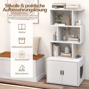 Costway Skříňka pro kočky s knihovnou na toaletu pro kočky – 60 × 45,5 × 142 cm