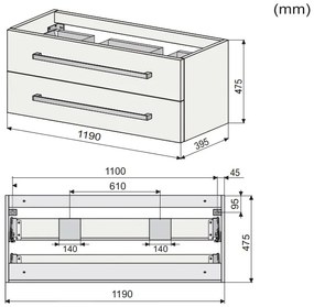 Koupelnová skříňka s dvojumyvadlem Naturel Cube Way 120x40 cm dub wellington CUBE2120ZDW