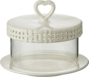 Bílý keramický servírovací podnos s poklopem Hella White - Ø16*13 cm