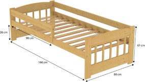 DRW Dětská postel z masivu Edík 160 x 80 cm - barva Přírodní