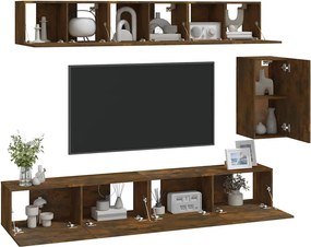 6dílný set TV skříněk kouřový dub kompozitní dřevo 3114619