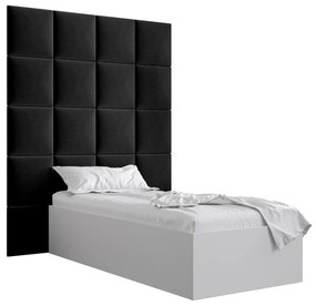 Jednolůžková postel s čalouněným čelem 90 cm Brittany 3 (bílá matná + černá) (s roštem). 1045966