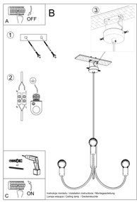 Lustr Piccolo 5, černé tělo svítidla