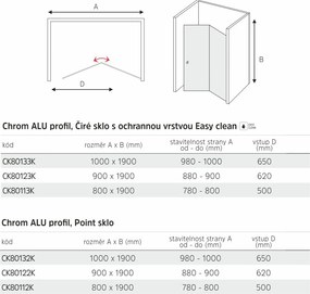 Mereo Mereo, Sprchové dveře, Lima, zalamovací, chrom ALU, sklo Point 6 mm, CK80122K