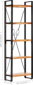 Knihovna s 5 policemi 60 x 30 x 180 cm masivní akáciové dřevo 286588