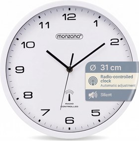 Nástěnné hodiny řízené rádiem bílý Ø31cm