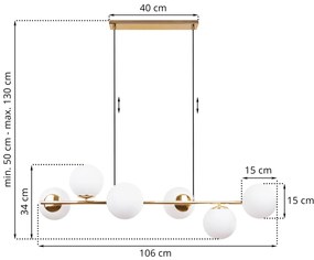 Závěsné svítidlo FLORENCE, 6x bílé skleněné stínítko, G