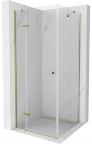 Mexen Roma sprchový kout s otočnými dveřmi 80 x 80 cm, Průhledné, Zlatá - 854-080-080-50-00