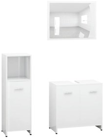 3dílný set koupelnového nábytku - dřevotříska | bílý s vysokým leskem