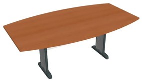 Stůl jednací sud 200 cm - Hobis Cross CJ 200 Dekor stolové desky: třešeň, Dekor lamino podnože: bílá, Barva nohou: černá