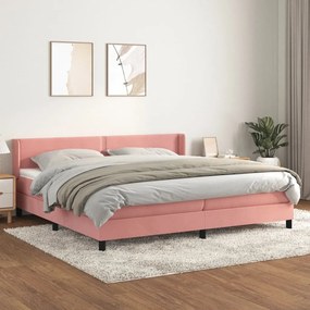 Box spring postel s matrací růžová 200x200 cm samet,  3130924