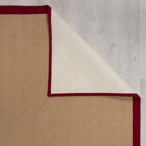 Flair Rugs, Kusový koberec Herringbone Border Kira Red, 120x170, béžová, chodba / předsíň