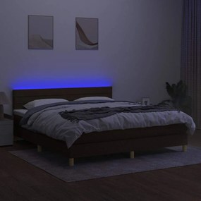Box spring postel s matrací a LED tmavě hnědá 160x200 cm textil 3133808