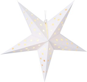 Závěsná svíticí vánoční hvězda bílá 60 cm, LED, s časovačem