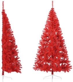 344688 vidaXL Umělý poloviční vánoční stromek se stojanem červený 210 cm PVC