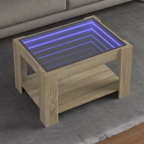 Konferenční stolek s LED dub sonoma 73 x 53 x 45 cm kompozit