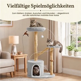 Škrabadlo pro kočky – světle šedá, 60 cm (délka) × 40,5 cm (šířka) × 104 cm (výška), 104 cm (267786932044)