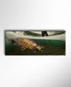 Malvis ® Obraz Rybář a pstruh ROZMĚR (šířka x výška): pětidílný obdélník 200x90 cm