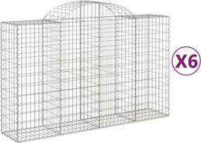 Klenuté gabionové koše 6 ks 200x50x120/140cm pozinkované železo 3146345