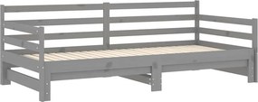 Výsuvná denní postel 2 × (90x200 cm) šedá masivní borové dřevo 3083661