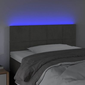 Čelo postele s LED tmavě šedé 100x5x78/88 cm samet 3121655