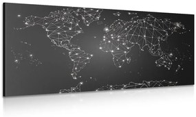 Obraz černobílá mapa světa - 120x60 cm