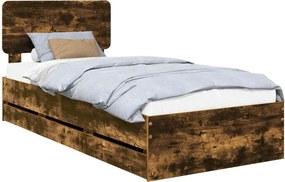 Rám postele se zásuvkou Uzený Dub 100 x 200 cm Dřevěný materiál 3412217