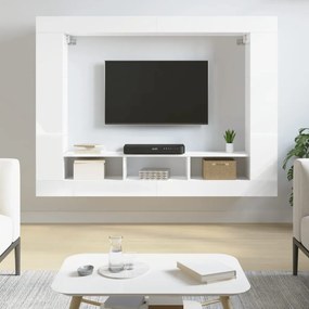 TV skříňka bílá s vysokým leskem 152x22x113 cm kompozitní dřevo - Default Title
