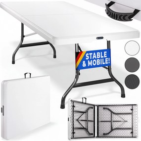 Casaria Skládací plastový stůl bílý 183×76 cm s rukojetí