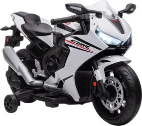 HOMCOM Elektrické Motocykl s Licencí HONDA pro Děti 3-5 let, Motocykl na Baterie 6V s Předním Světlem, Klaksonem, Hudbou a Odemíratelnými Stabilizátor